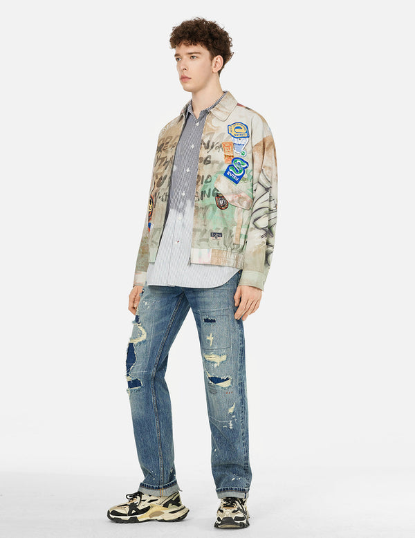 Graffiti Allover Print Boxy Zip Up Jacket – EVISU