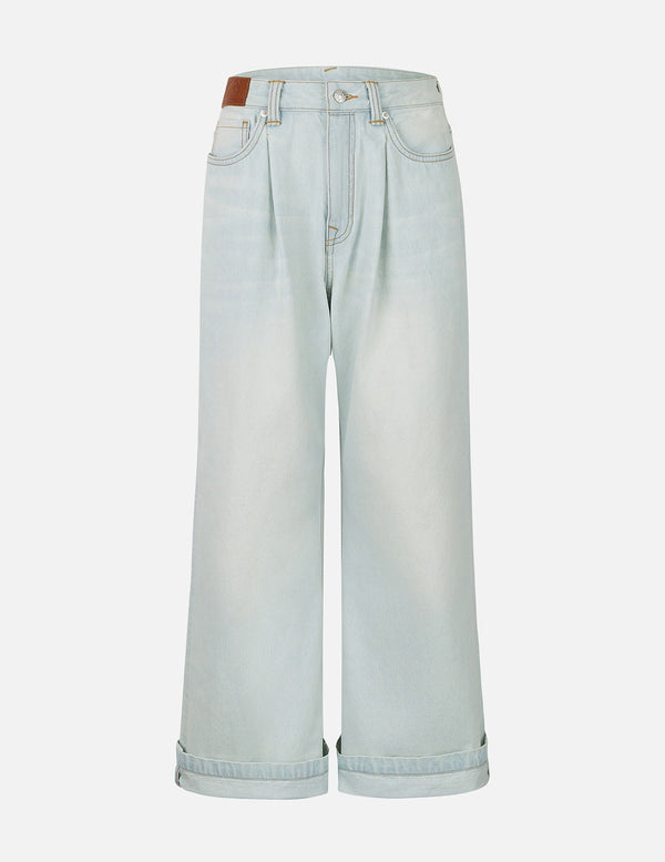 Seagull and Text Embroidery Baggy Jeans – EVISU