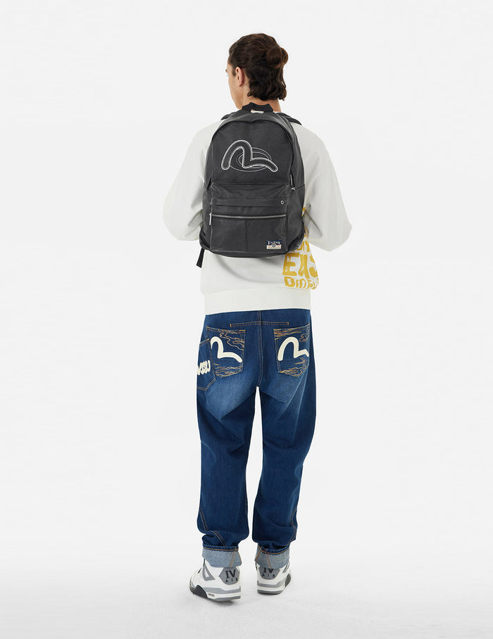 海鷗刺繡純素皮革背包 – EVISU